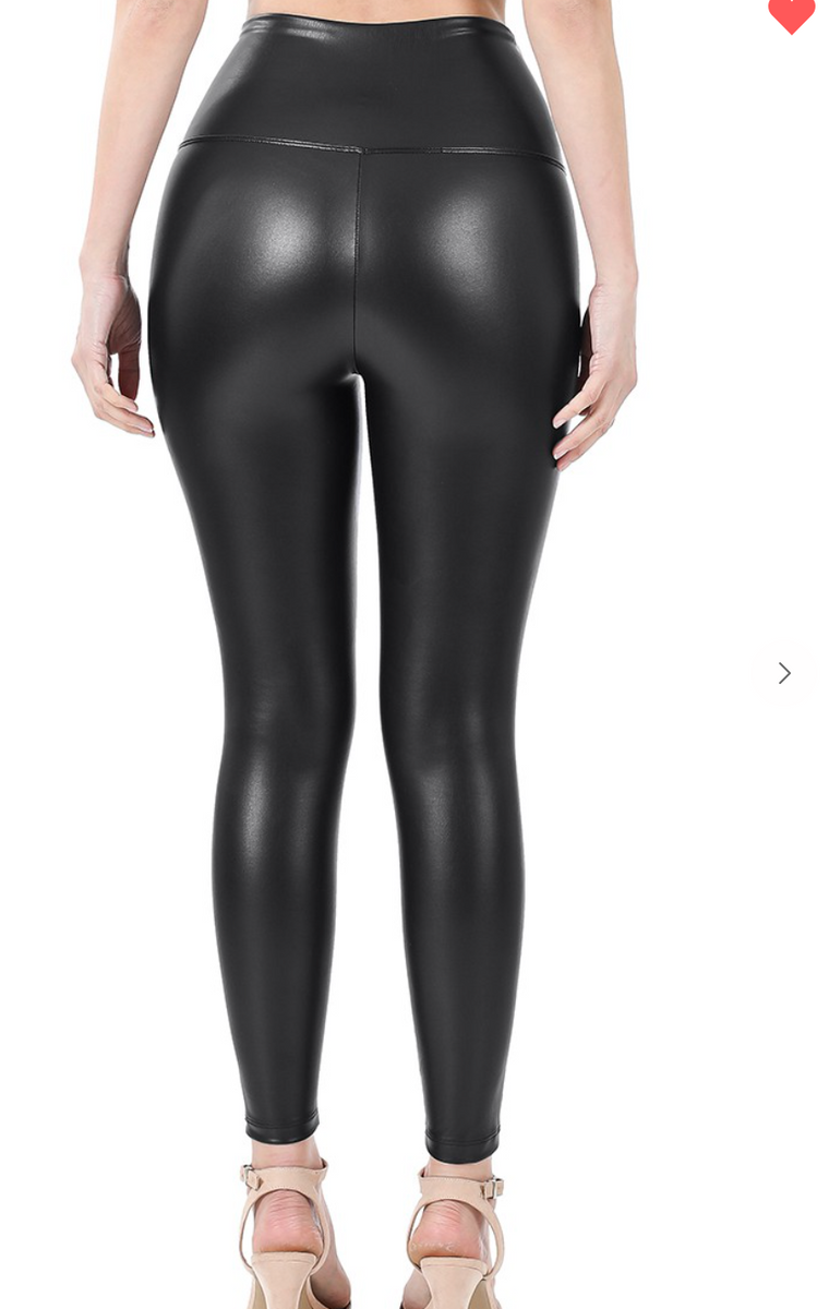 Black High Rise Faux Leather Leggings – Worn & Refined